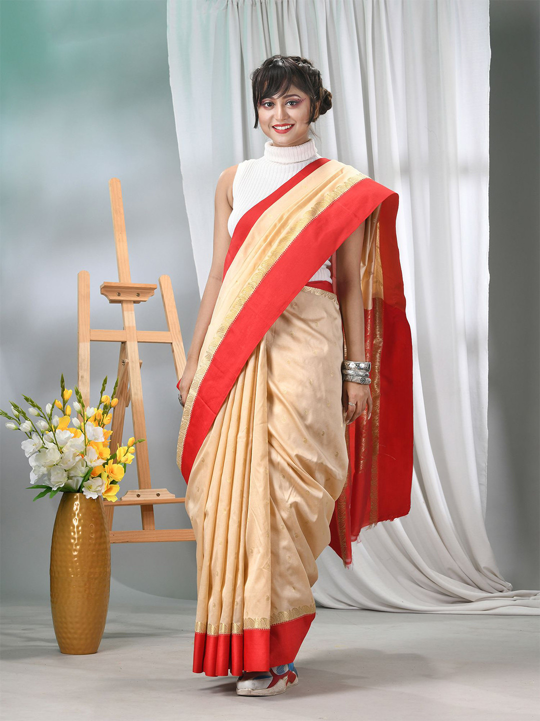 Buy TANTLOOM Ethnic Motifs Zari Art Silk Handloom Garad Saree - Sarees ...