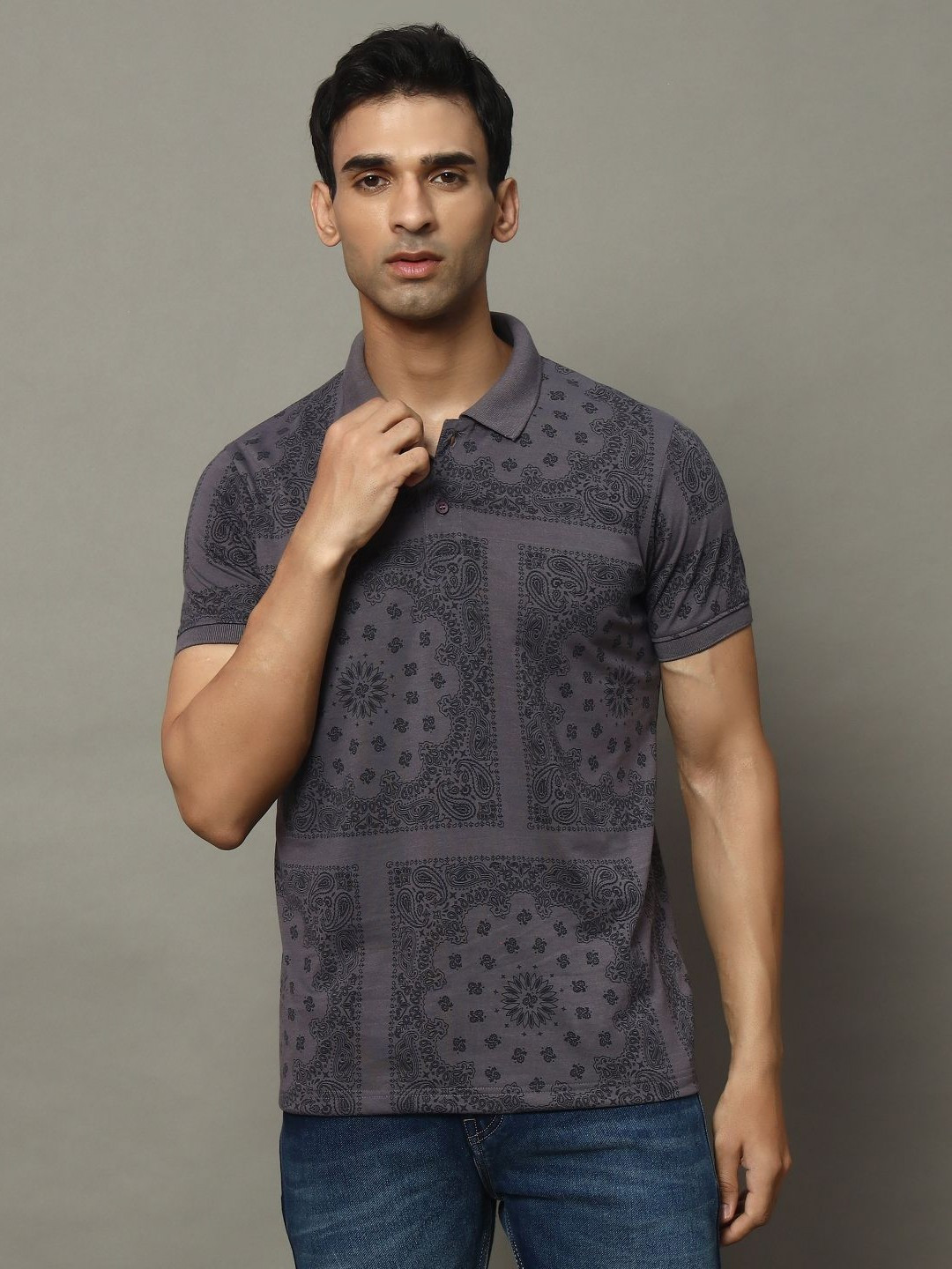 Buy OGEN Men Printed Polo Collar Pockets T Shirt - Tshirts for Men ...