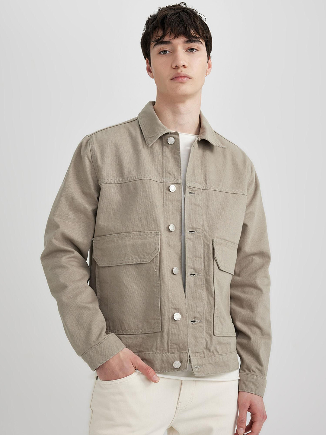 Buy DeFacto Men Colourblocked Denim Jacket - Jackets for Men 30733400 ...
