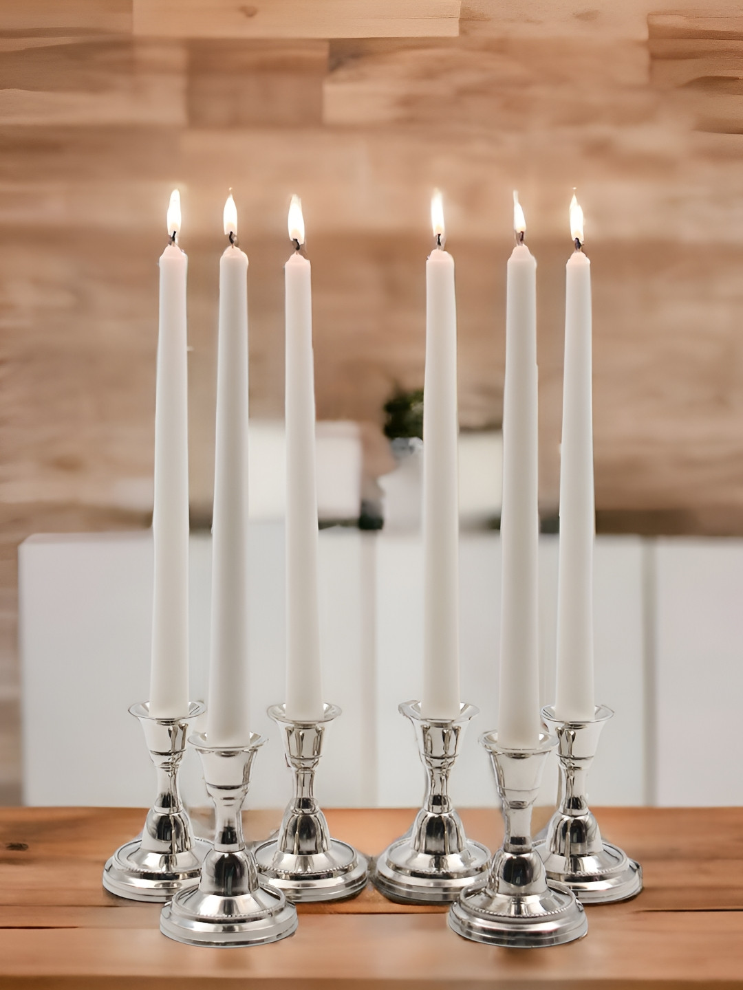 Buy HOSLEY White 6 Pieces Highly Fragranced Vanilla Taper Candle Long ...