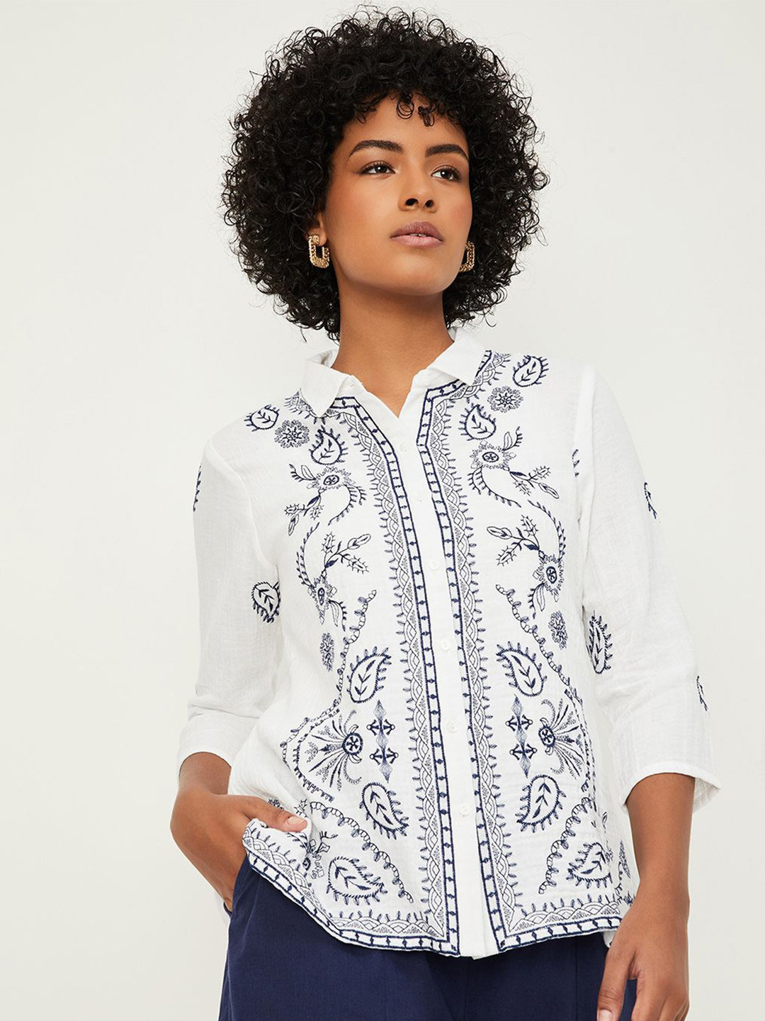 Buy Max Shirt Collar Embroidered Tunic - Tunics for Women 30739985 | Myntra
