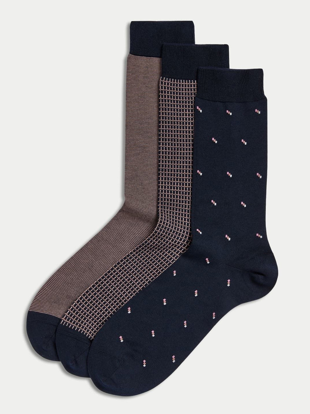 Buy Marks & Spencer Men Pack Of 3 Assorted Ankle Length Socks - Socks ...