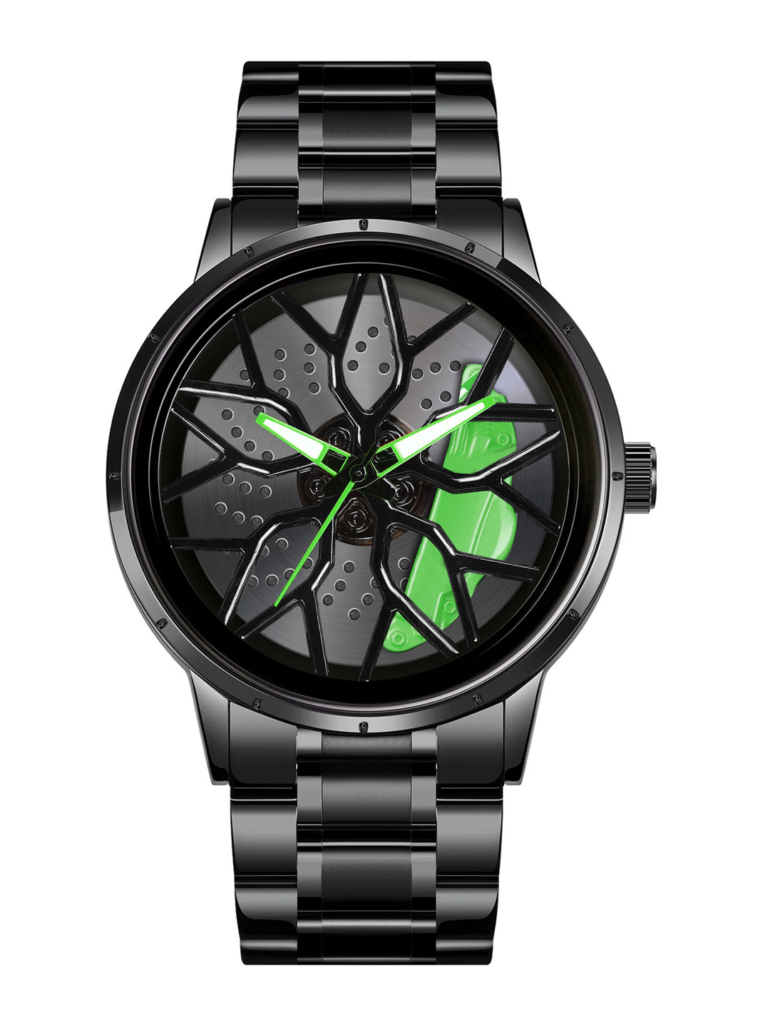 Buy IIK COLLECTION Men Round Car Wheel Dial With Spinning Car Rim Hub ...