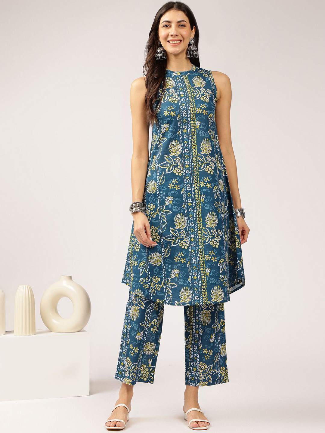 Buy Anouk Floral Printed Pure Cotton Tunic & Palazzos - Co Ords for ...