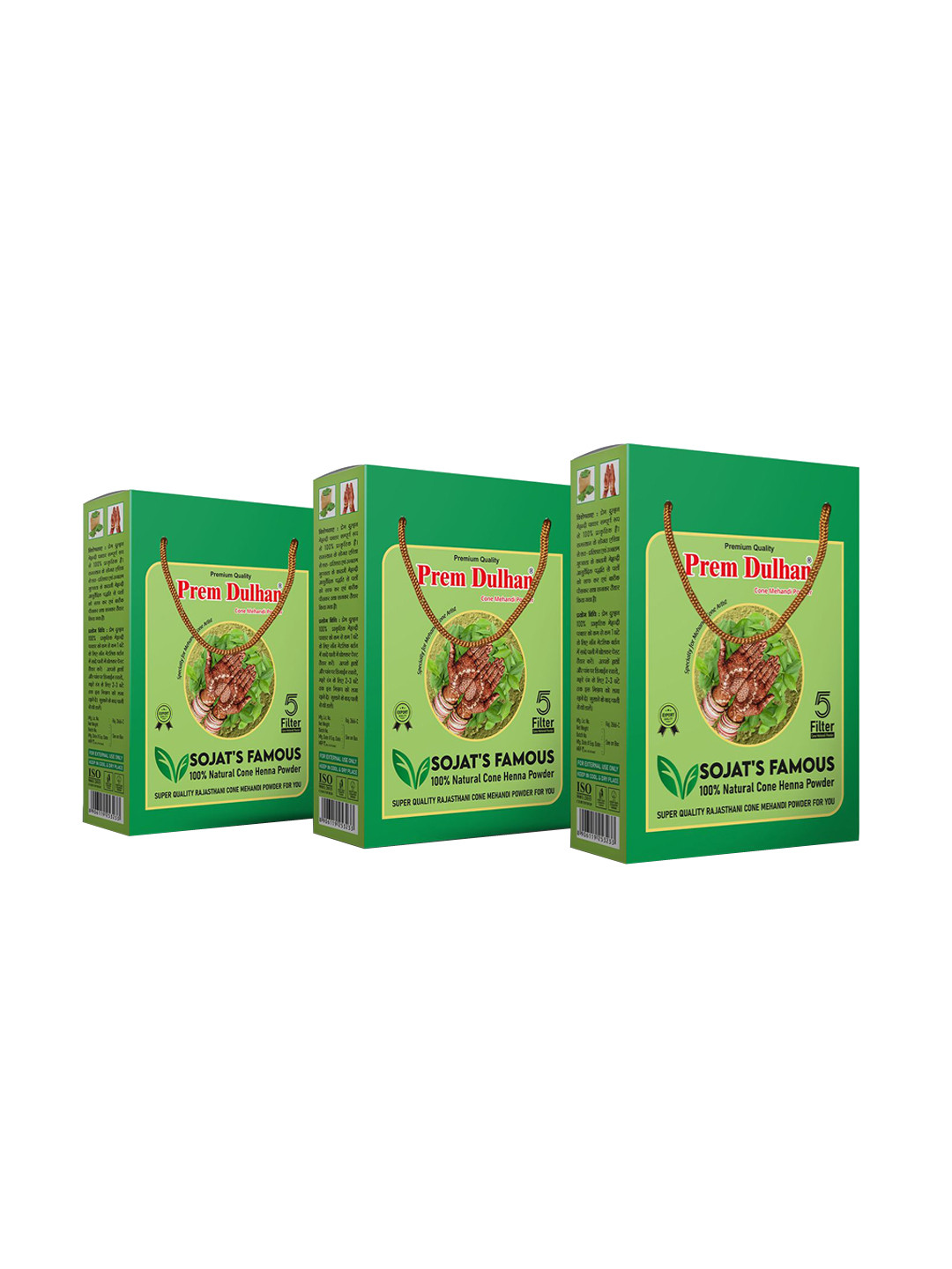 Buy Prem Dulhan Set Of 3 Premium 5 Filter Cone Henna Mehendi Powder 1kg ...