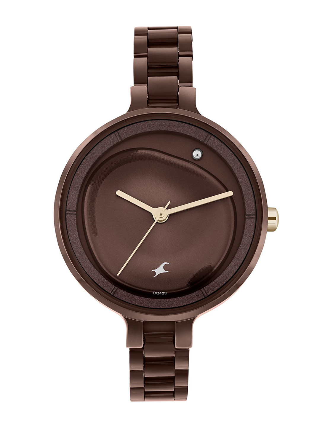 Buy Fastrack Women Brass Dial & Stainless Steel Bracelet Style Straps ...