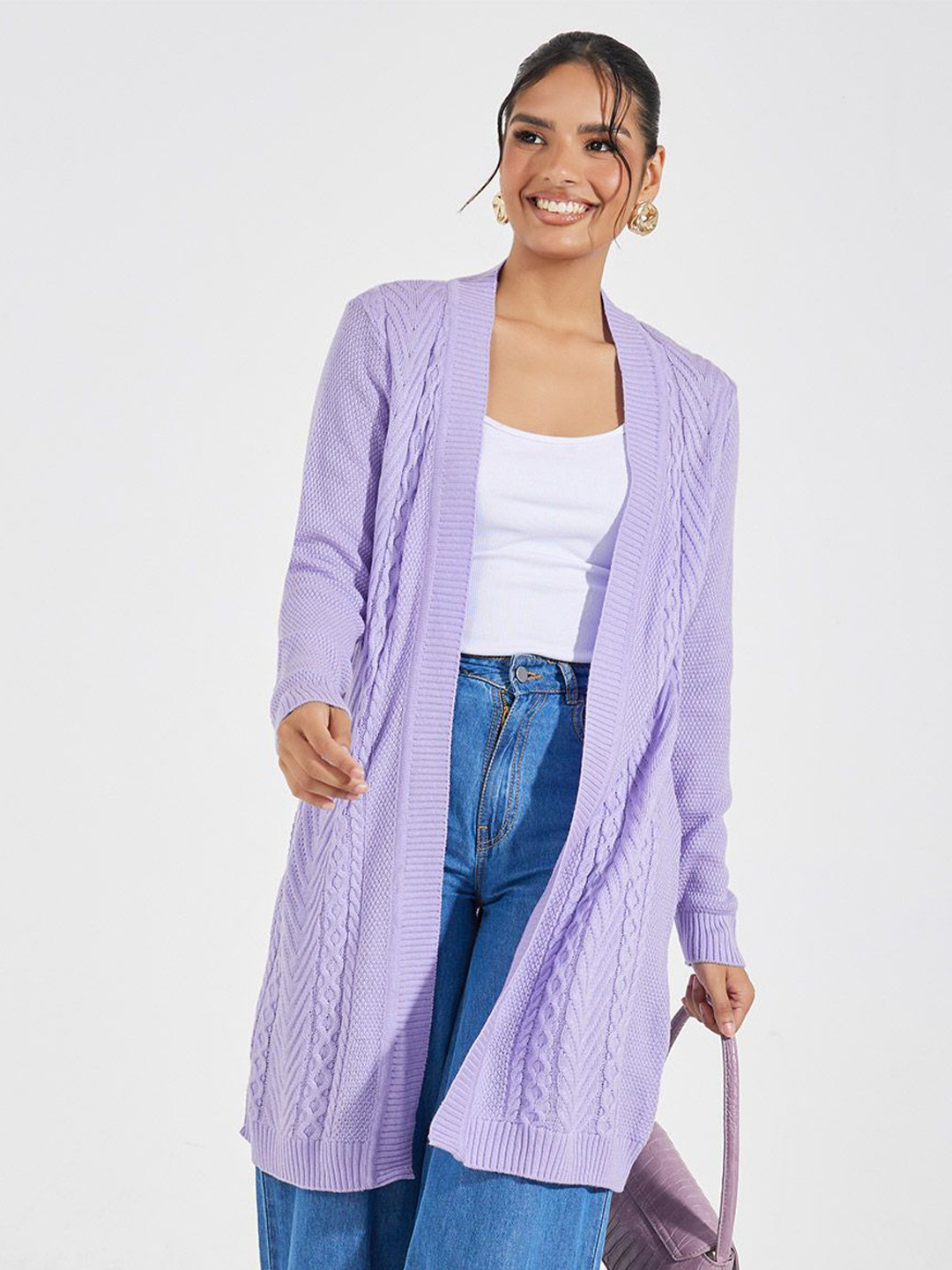 Buy Styli Women Long Length Regular Fit Open Cardigan - Sweaters for ...