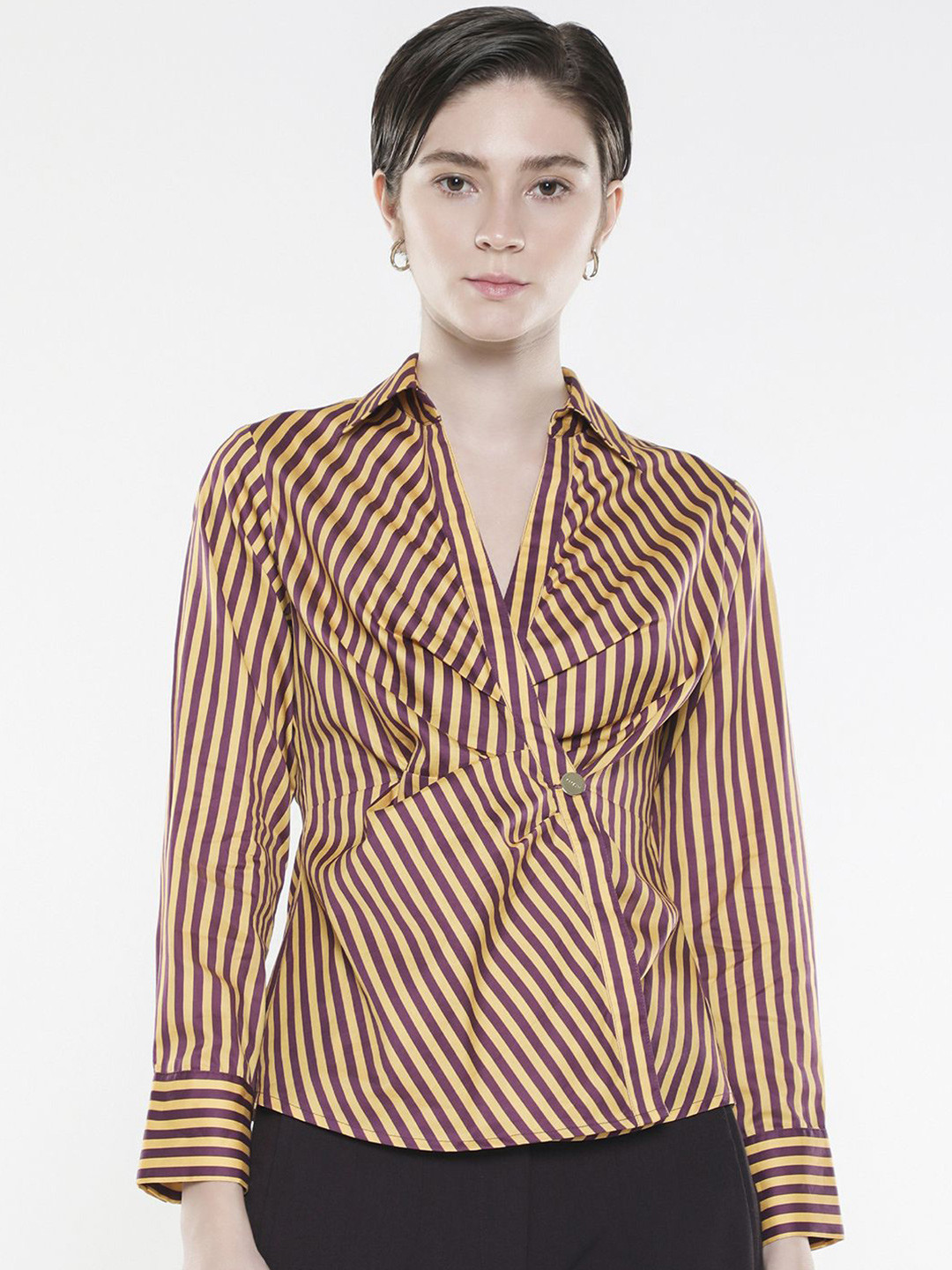 Buy RAREISM Women Striped Cotton Shirt Style Top - Tops for Women ...
