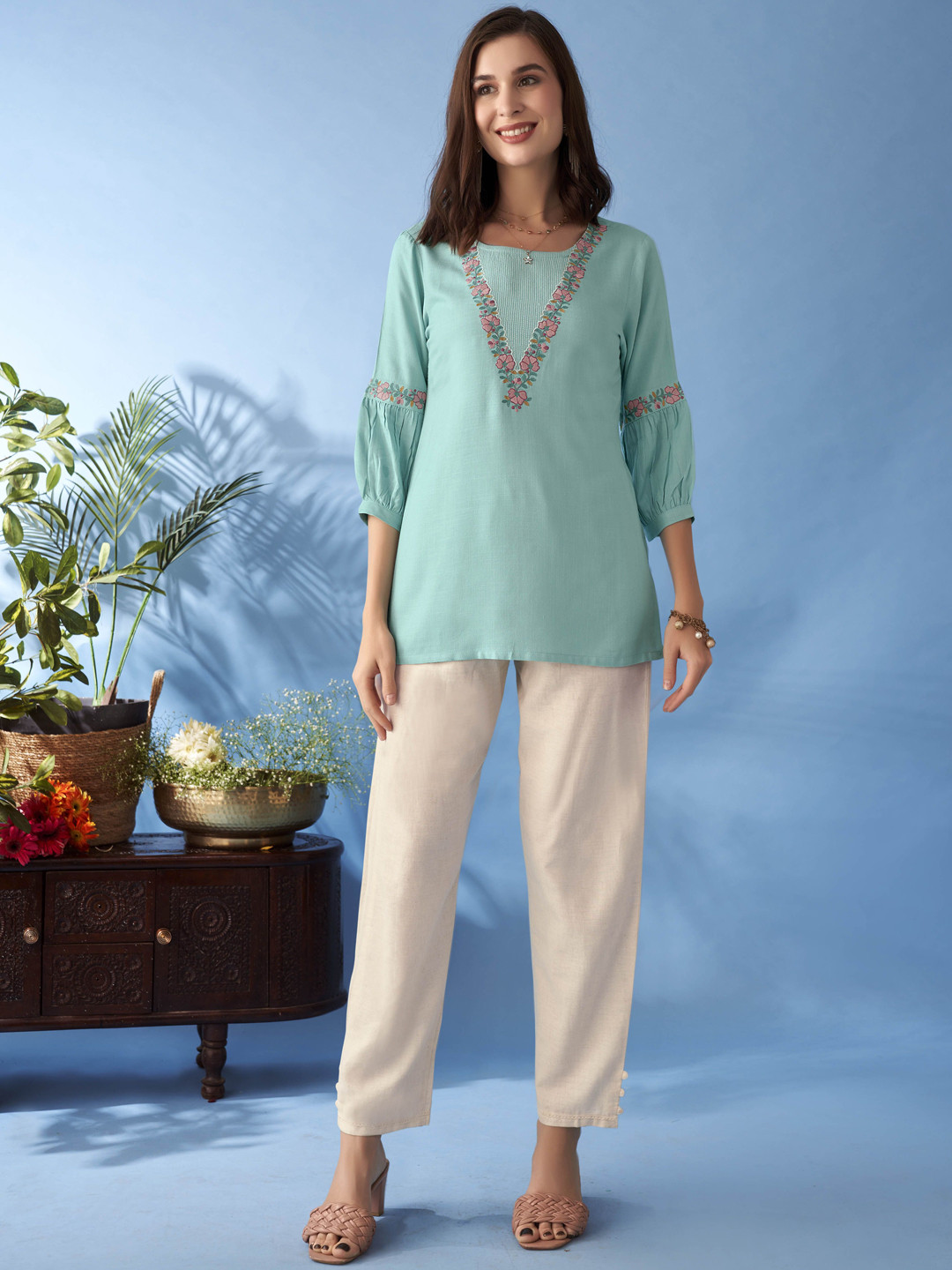 Buy Anouk Floral Embroidered Short Kurti - Kurtis for Women 30478611 ...