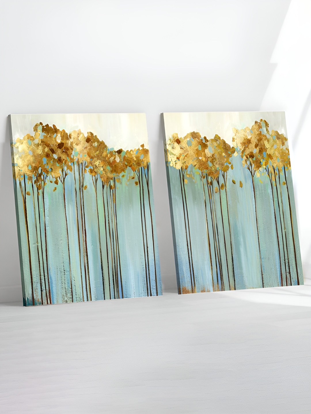 Buy Art Street Yellow & Blue 2 Pieces Floral And Botanical Canvas ...
