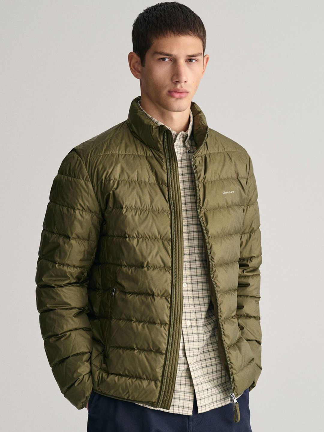 Buy GANT Men Solid Stand Collar Puffer Jacket - Jackets for Men ...