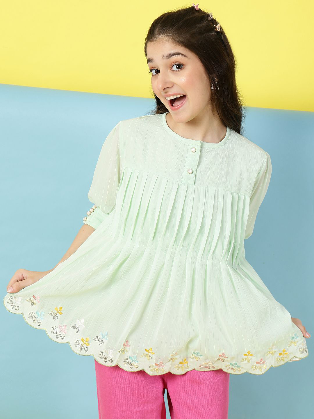 Buy BAESD Floral Embroidered Georgette Top - Tops for Girls 30760836 ...