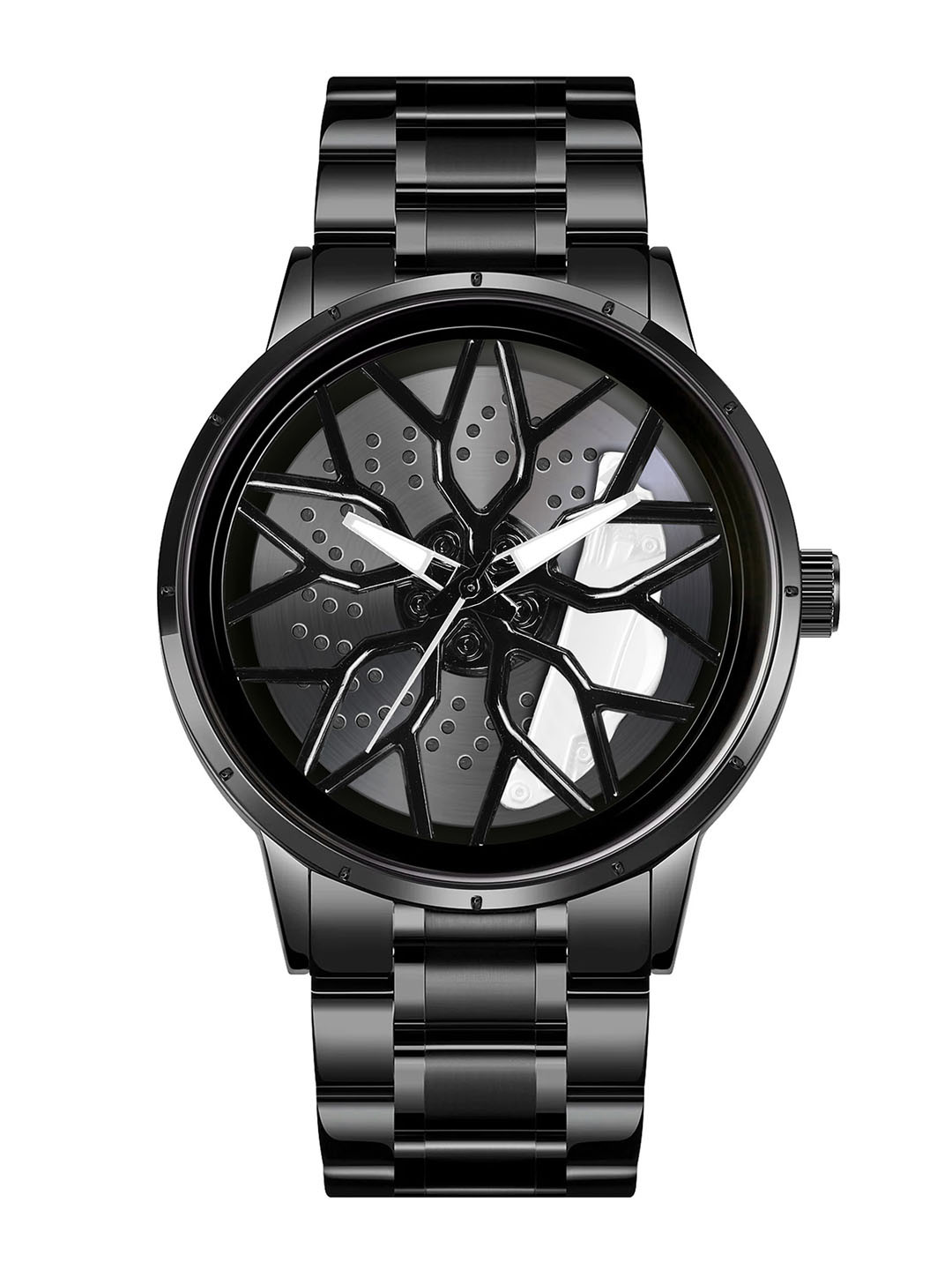 Buy IIK COLLECTION Men Round Car Wheel Dial With Spinning Car Rim Hub ...