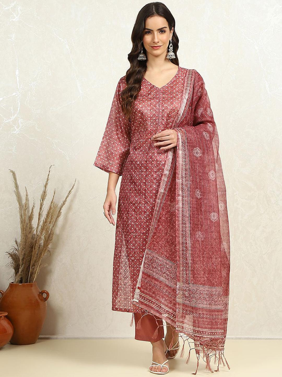 Buy Biba Bandhani Printed Unstitched Dress Material - Dress Material ...