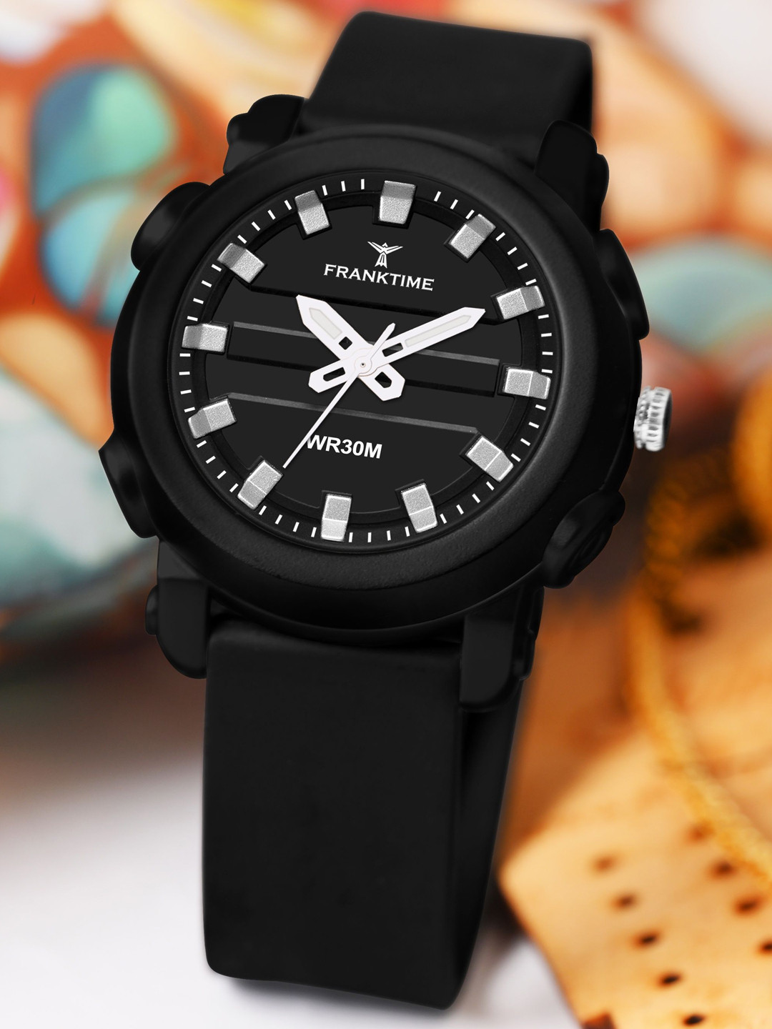 Buy Franktime Men Brass Dial & Straps Analogue Watch FT 0060 BLK ...