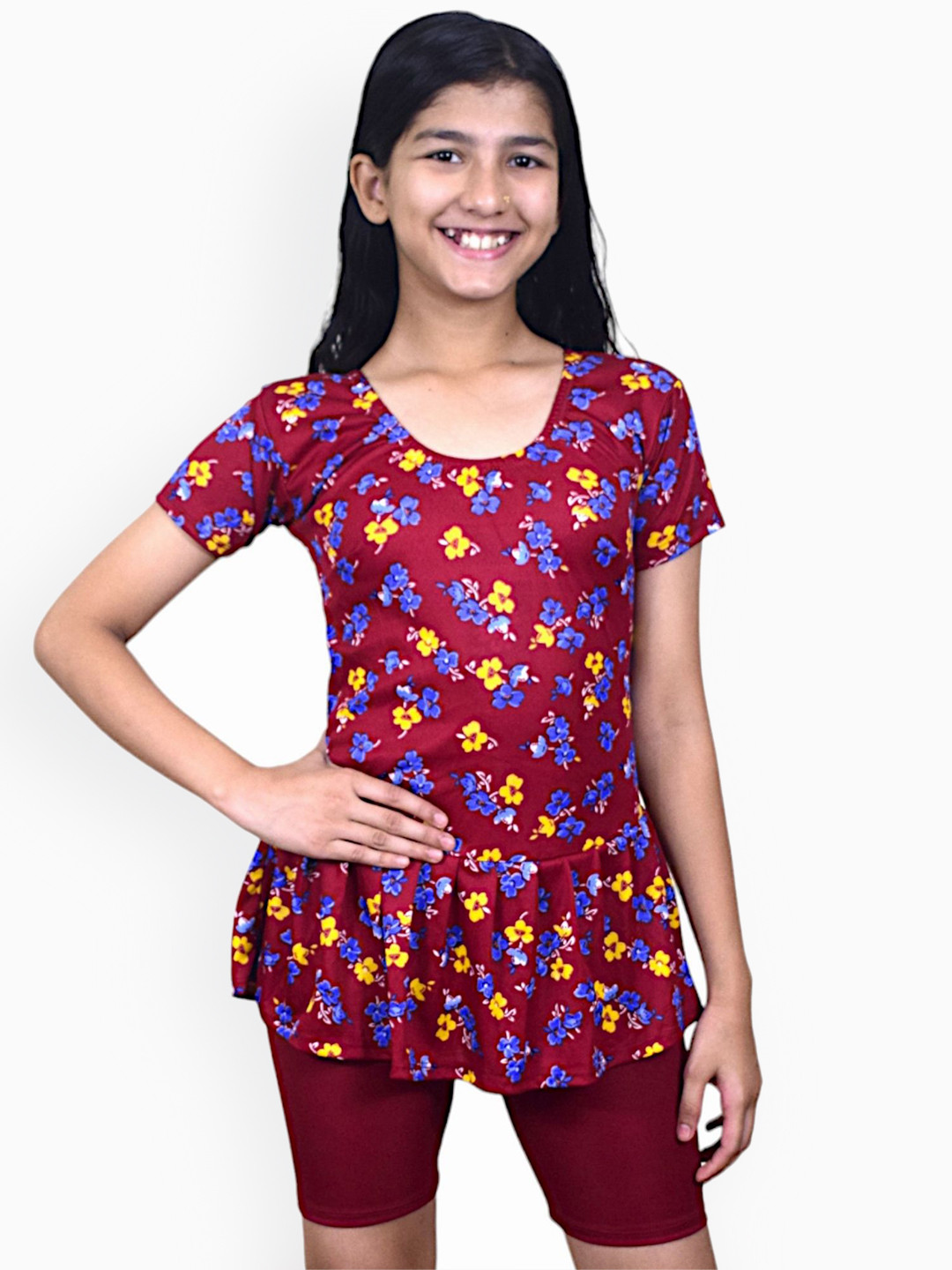 Buy Aqua Holic Girls Floral Printed Swimming Dress - Swimwear for Girls ...
