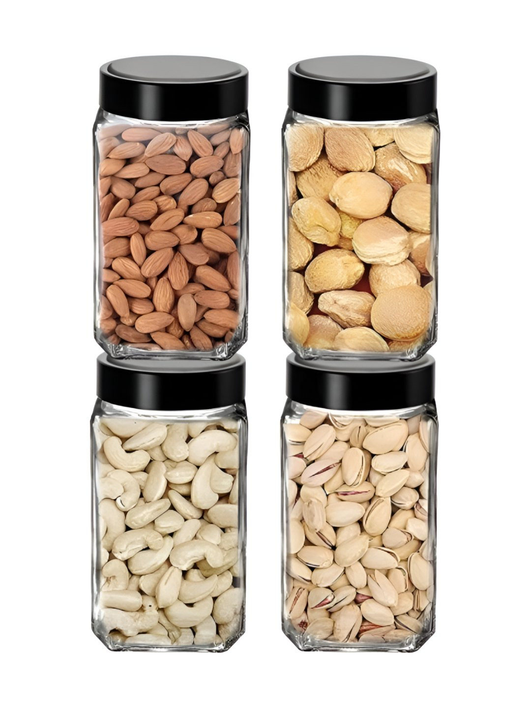 Buy CROCO JAR Piramal Transparent & Black 4 Pieces Glass Containers ...