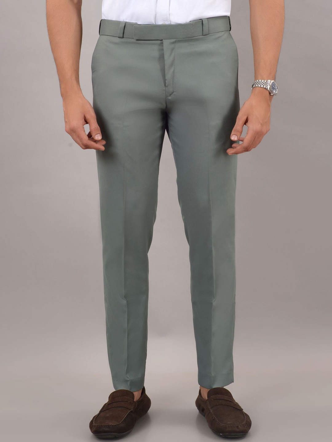 Buy VILLAIN Men Relaxed Straight Leg Slim Fit Formal Trousers ...