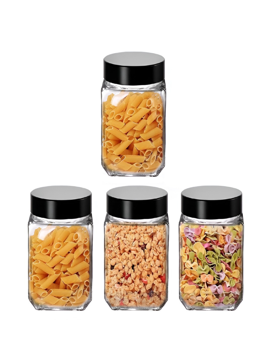 Buy CROCO JAR Piramal Transparent & Black 4 Pieces Glass Containers 300 ...