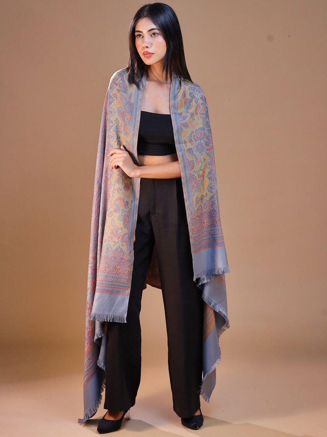 Buy SWI Stylish Floral Woven Design Shawl - Shawl for Women 30804348 ...