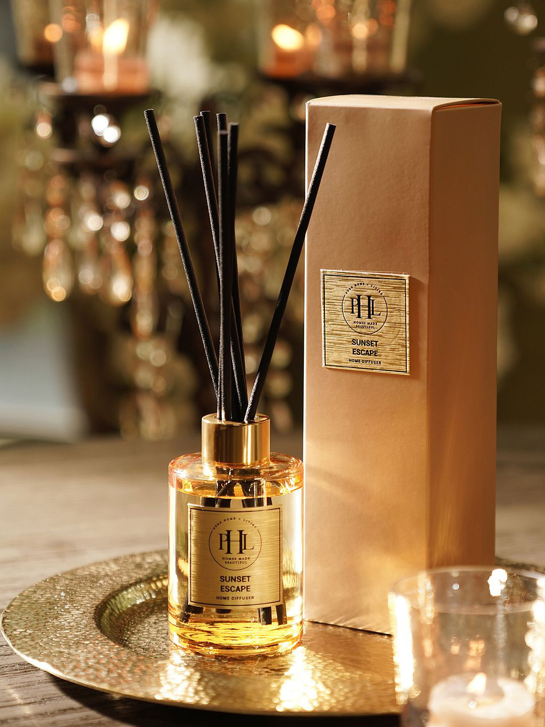 Buy Pure Home And Living Gold Toned Sunset Escape Scented Oil Diffuser ...