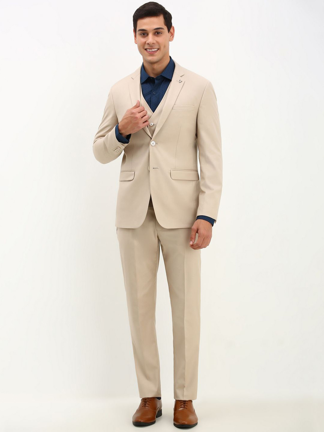 Buy Allen Solly Men Slim Fit Single Breasted Three Piece Formal Suit ...