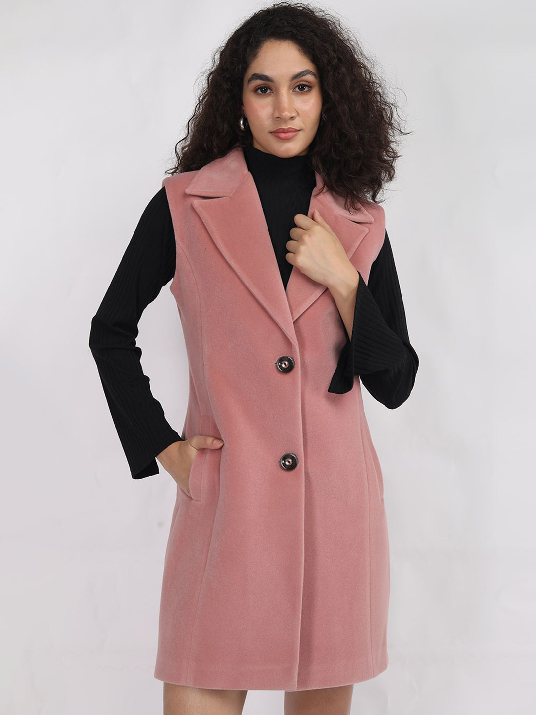 Buy Plagg Solid Single Breasted Longline Sleeveless Overcoat - Coats ...
