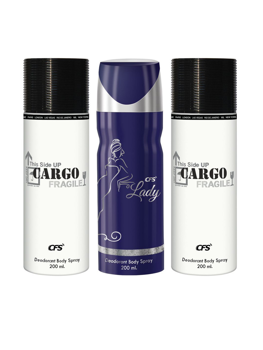 Buy CFS Set Of 3 Cargo Fragile & Lady Long Lasting Deodorants 200ml ...
