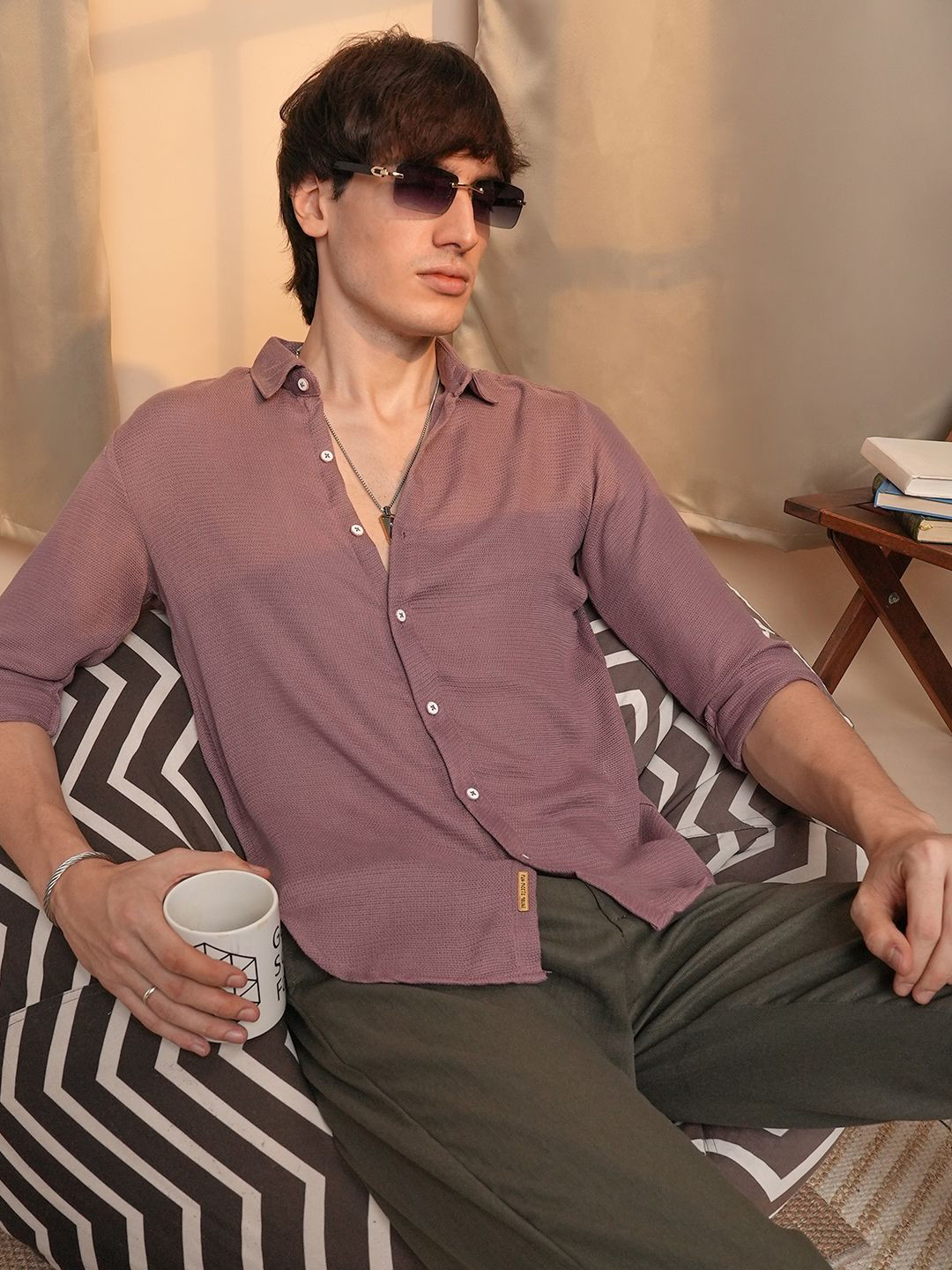 Buy Campus Sutra Men Comfort Spread Collar Solid Polycotton Casual Shirt - Shirts for Men ...