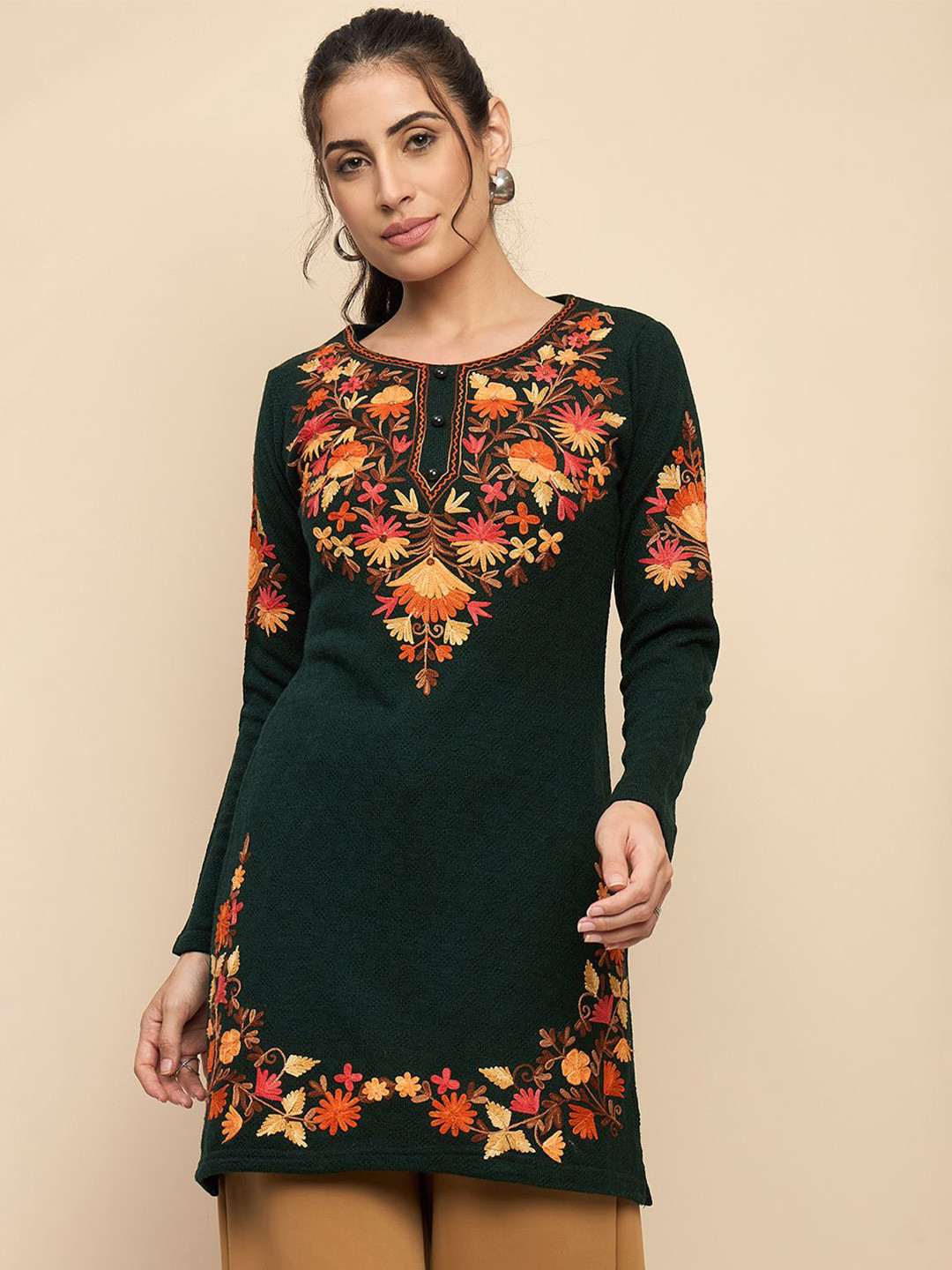 Buy CLAPTON Embroidered Thread Work Thread Work Style Kurti - Kurtis ...