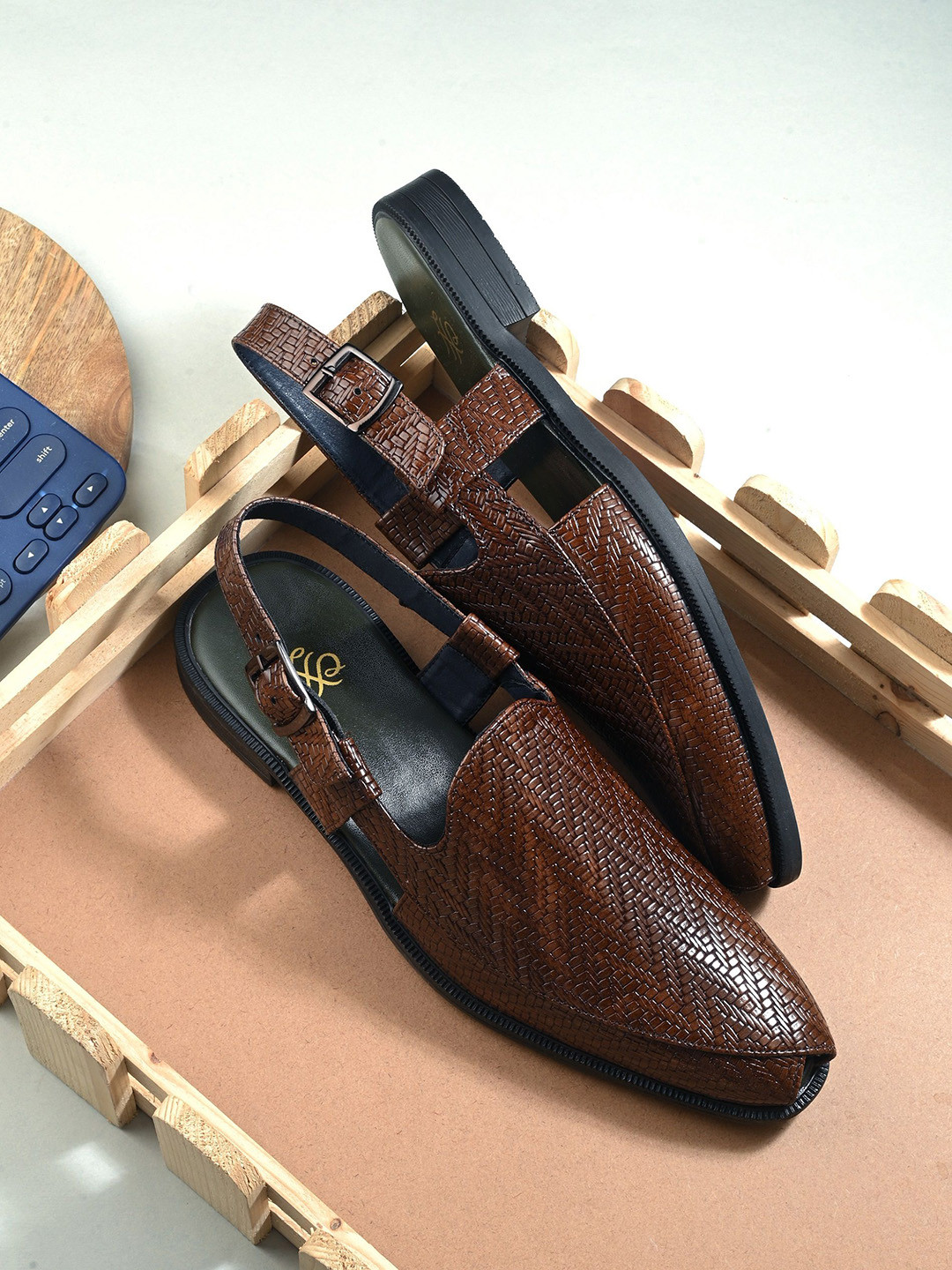 Buy House Of Pataudi Men Textured Shoe Style Sandals - Sandals for Men ...