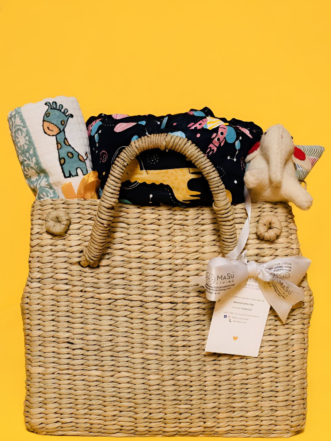 Buy MASU LIVING Black & White Printed Cotton Baby Hamper Home Gift Set ...