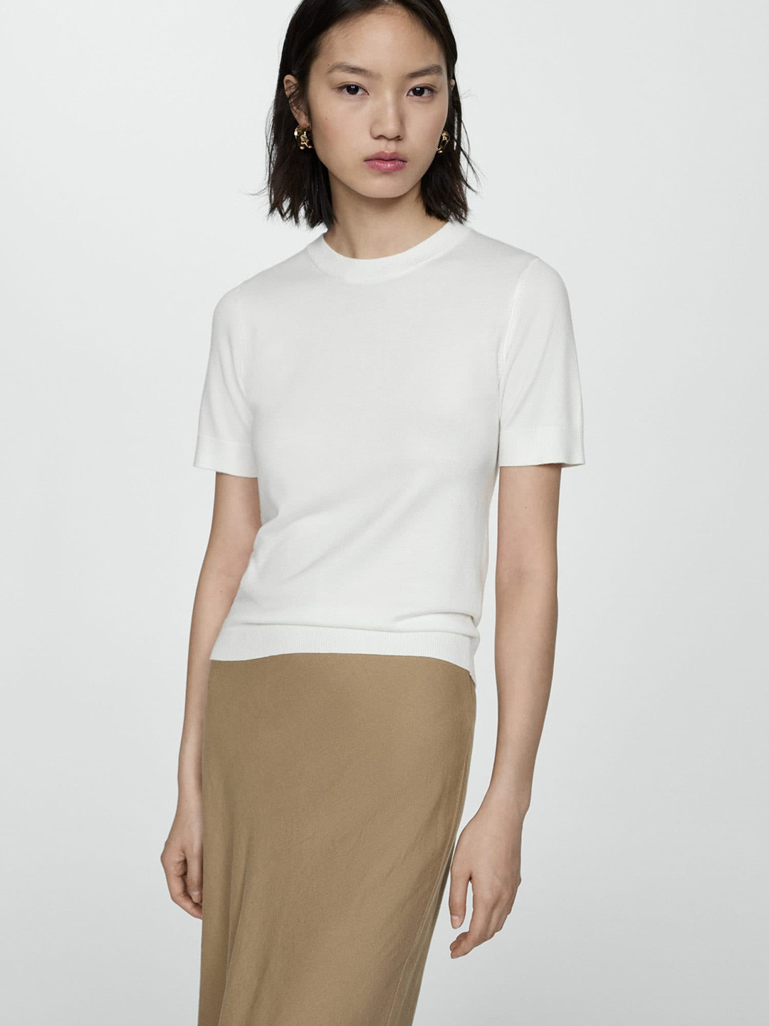 Buy MANGO Round Neck Knitted T Shirt - Tshirts for Women 30440046 | Myntra