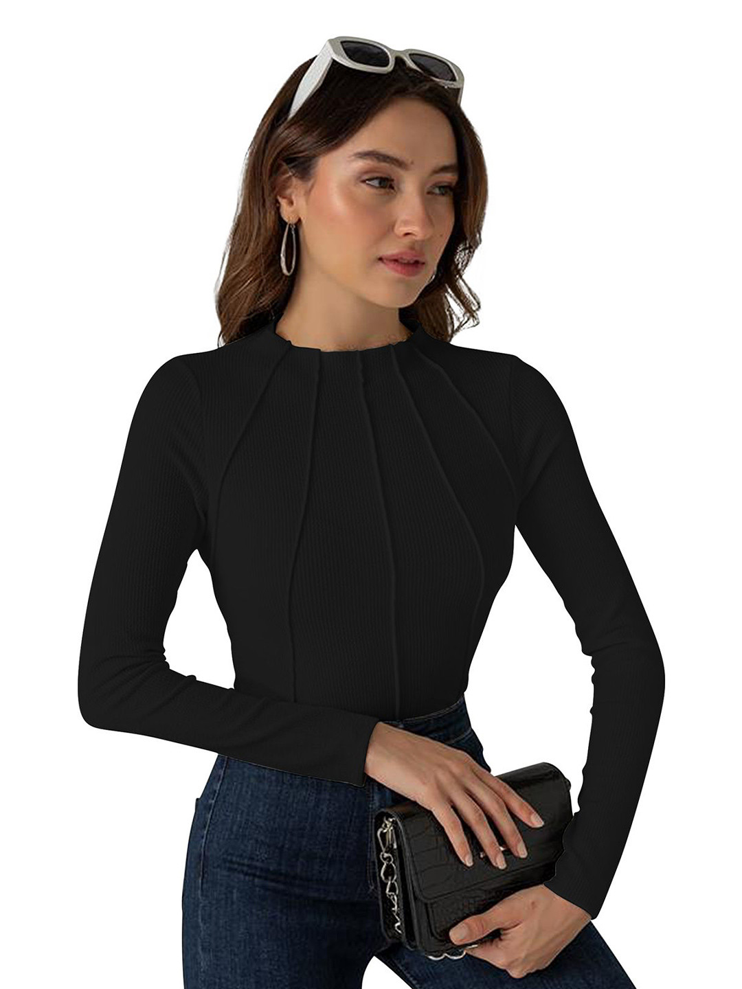 Buy Sitanjali Women Solid Round Neck Cotton Top - Tops for Women ...