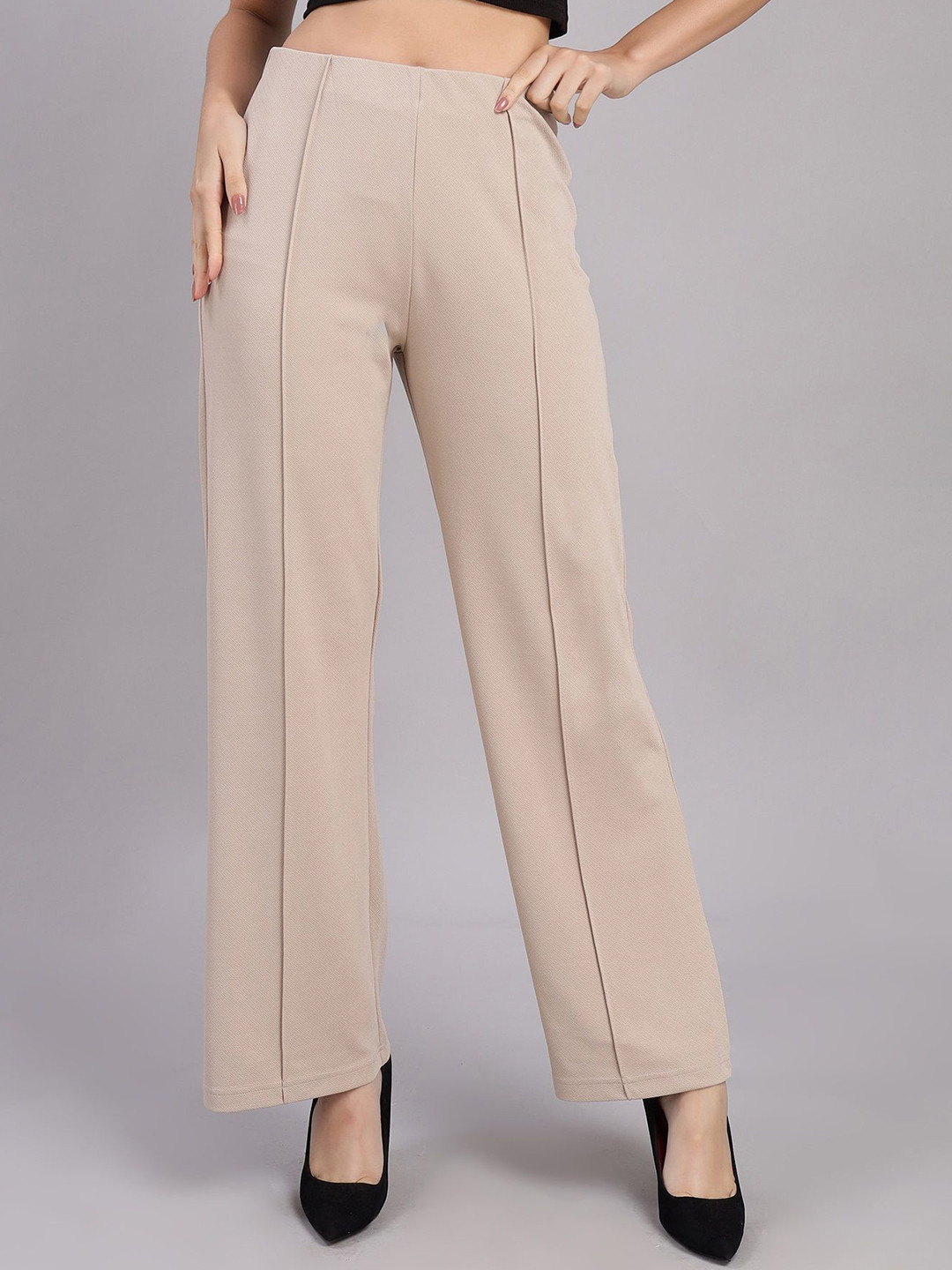 Buy VISO Women Wide Leg High Rise Trousers - Trousers for Women ...