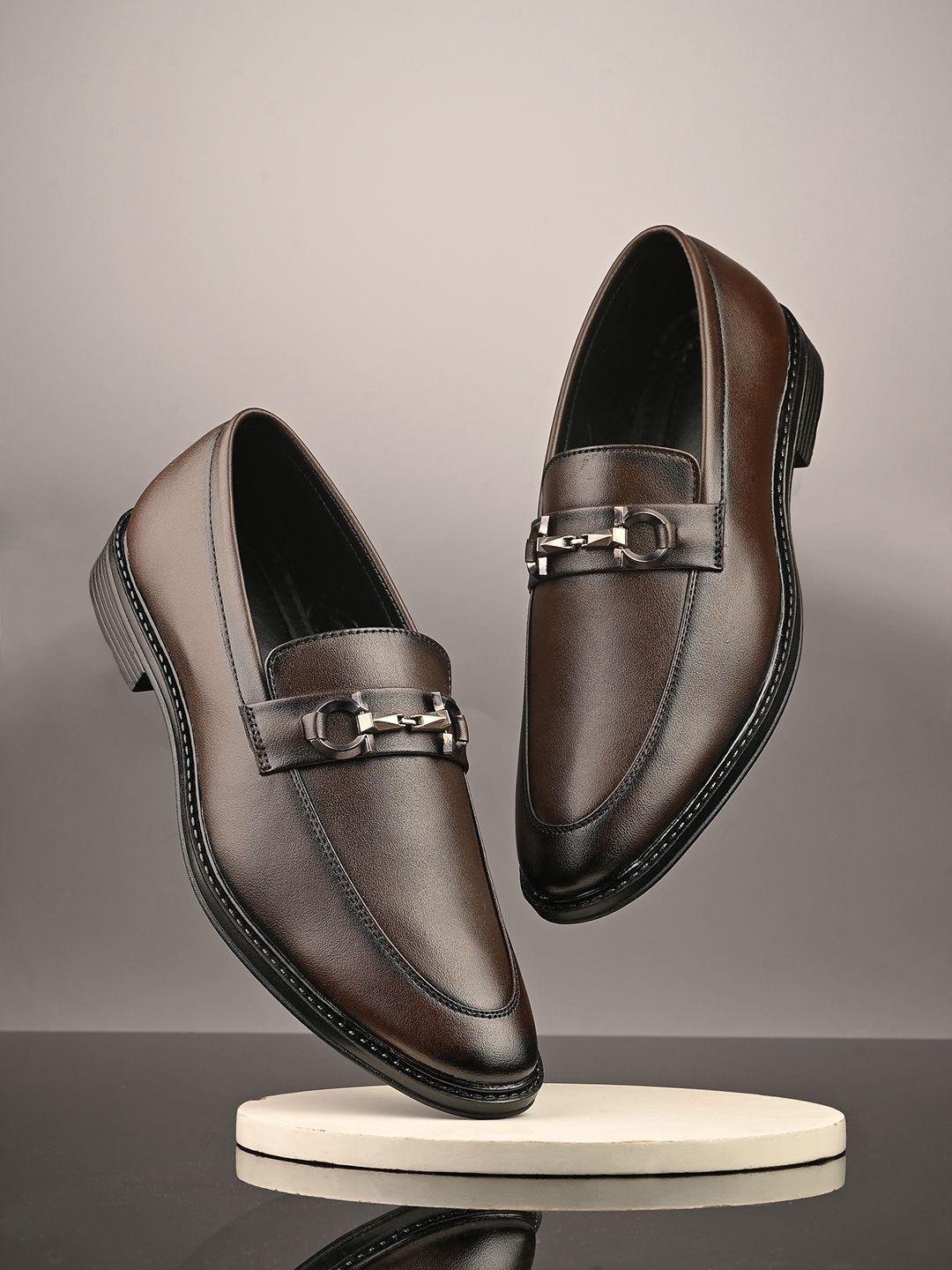 Buy HERE&NOW Men Round Toe Formal Slip On Shoes - Formal Shoes for Men ...