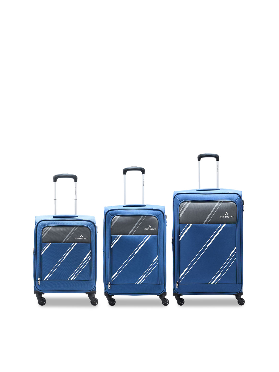 Buy Aristocrat Trigon Hexa Set Of 3 Printed Soft Sided Trolley Bags ...