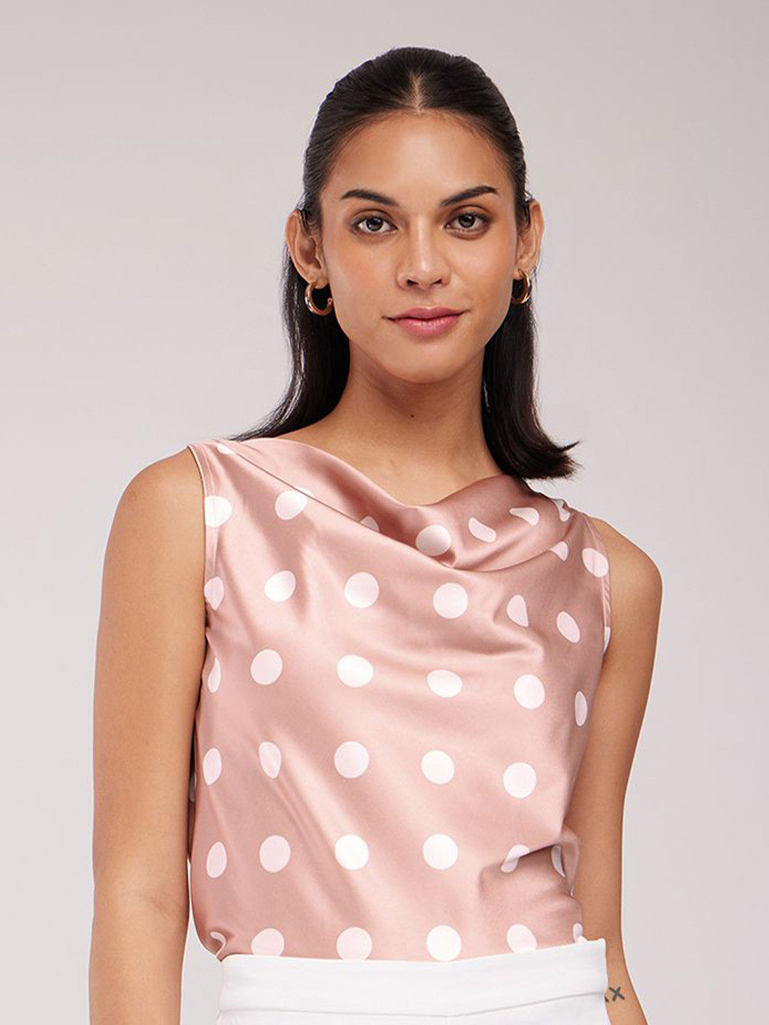 Buy FableStreet Women Polka Dots Printed Opaque Woven Pink Top - Tops ...