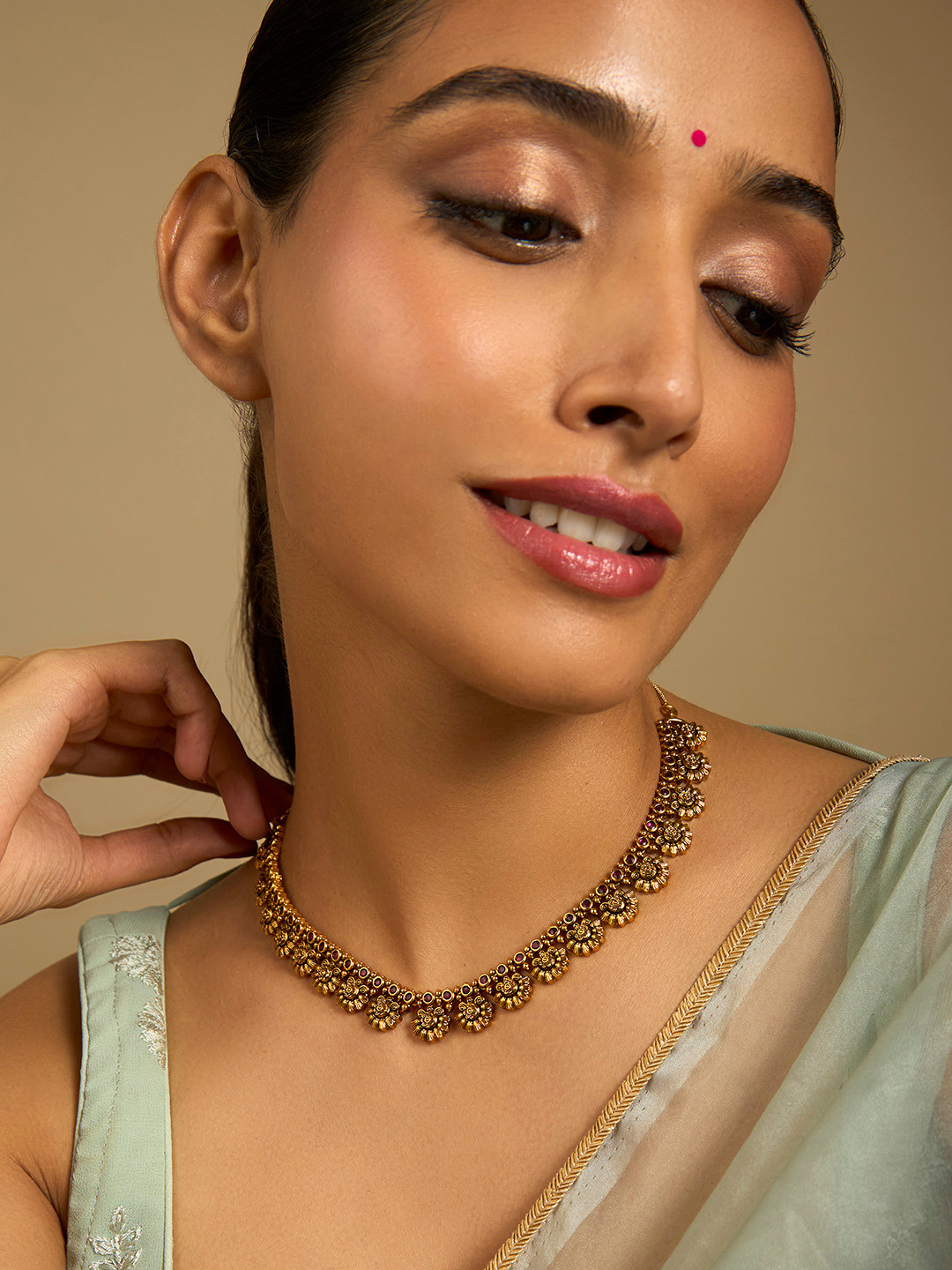 Buy Kushal's Fashion Jewellery Gold Plated Stone Studded Antique ...