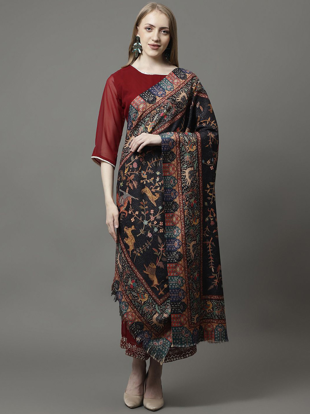 Buy WEAVERS VILLA Women Ethnic Motifs Printed Shawl - Shawl for Women ...