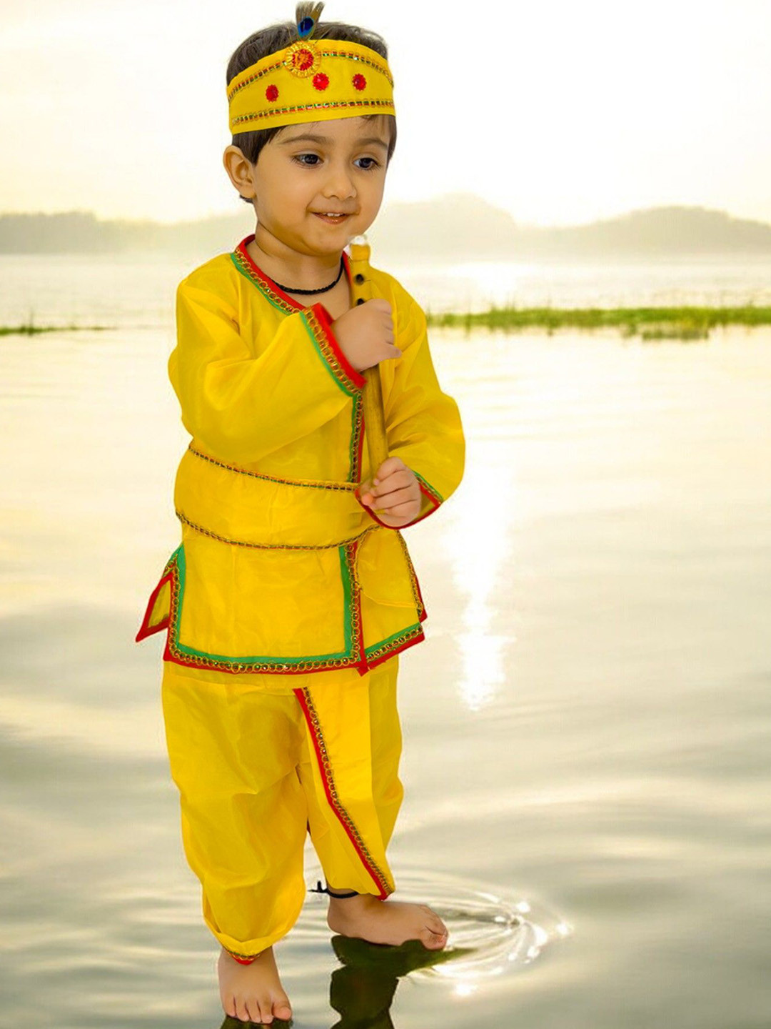 Buy LITTLE GINNIE Boys Regular Gotta Patti Pure Cotton Kurta With Dhoti ...