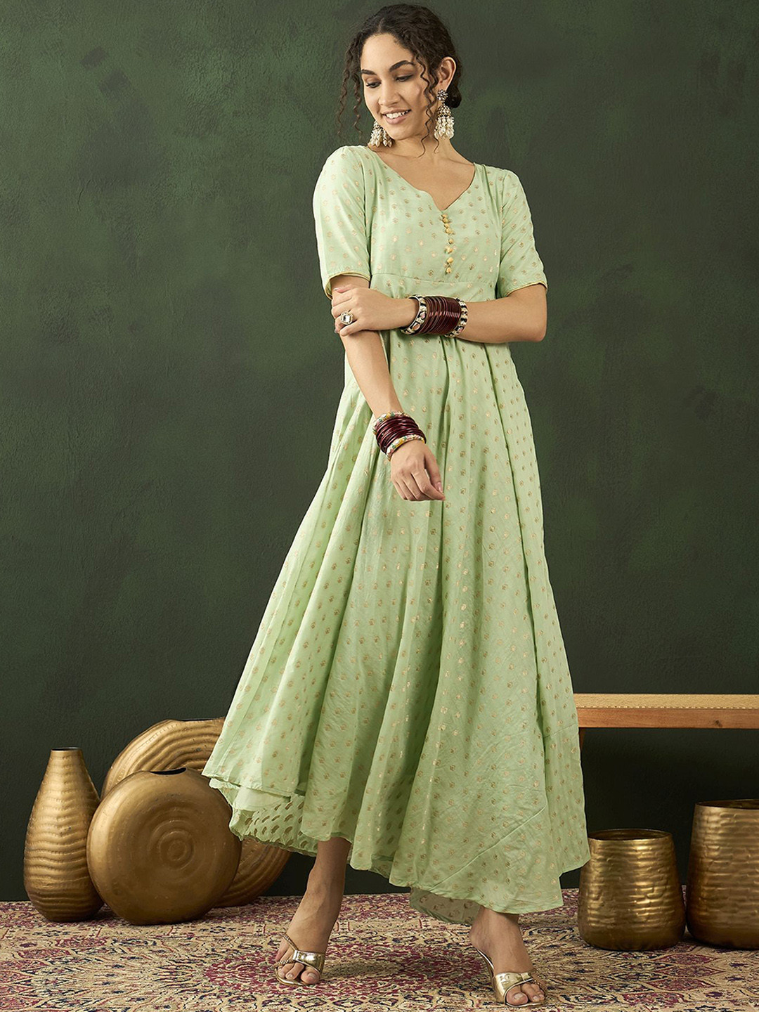 Buy Sangria Self Design Maxi Dresses - Ethnic Dresses for Women ...