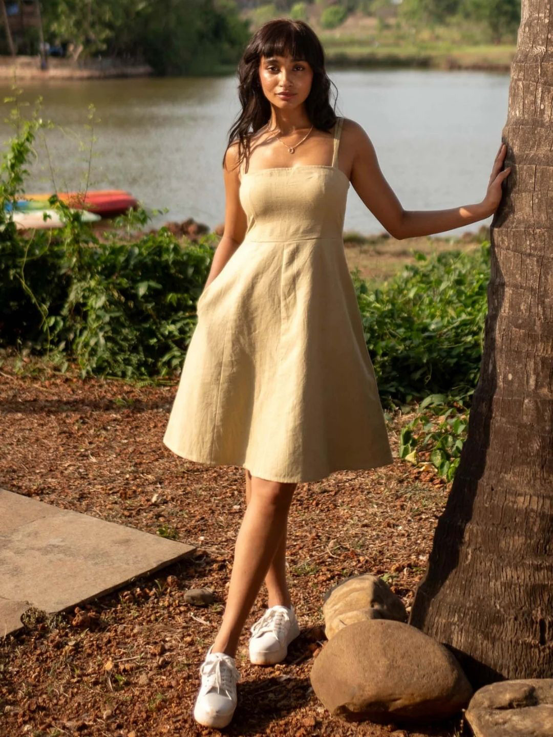 Buy Creatures Of Habit Women Hemp Fit And Flare Dress - Dresses for ...