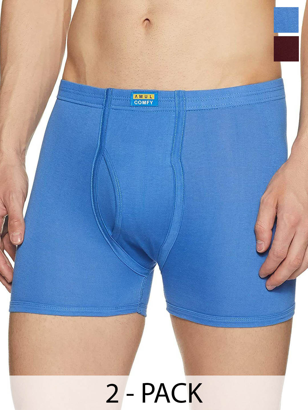 Buy AMUL COMFY Men Pack Of 2 Assorted Short Trunks Comfy Plain Trunk IE ...
