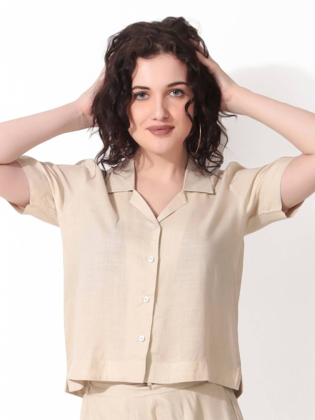 Buy Seryeon Women Lapel Collar Shirt Style Crop Top - Tops for Women ...