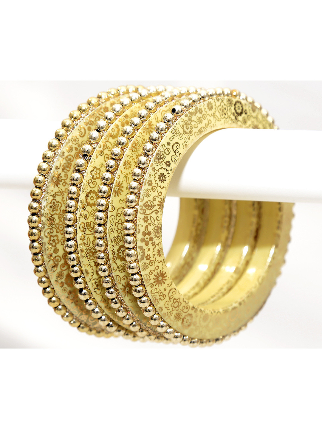 Buy Align Set Of 4 Gold Plated Beaded Chuda Bangles - Bangle for Women ...