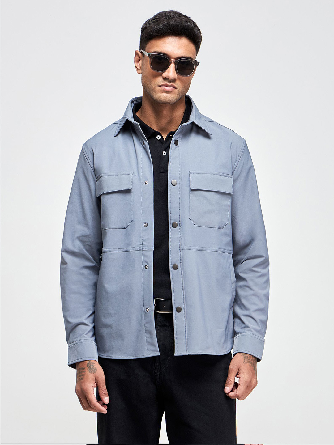 Buy Red Flame Men Solid Double Pocket Casual Shackets - Shackets for ...