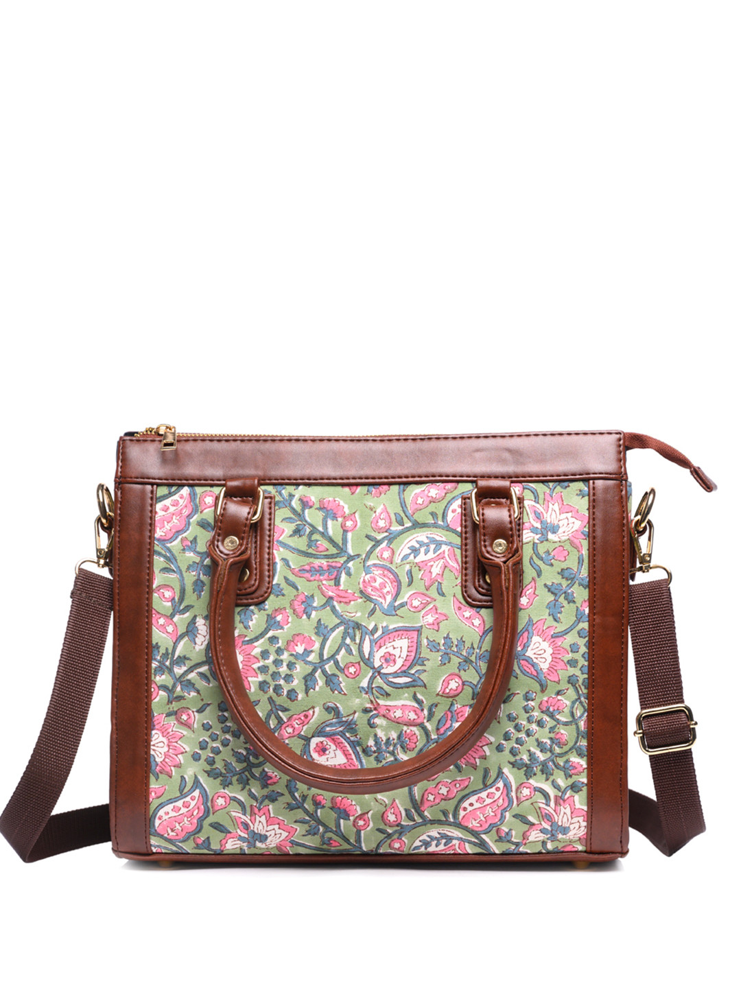 Buy Block N Style Women Floral Printed Structured Cotton Handheld Bag ...