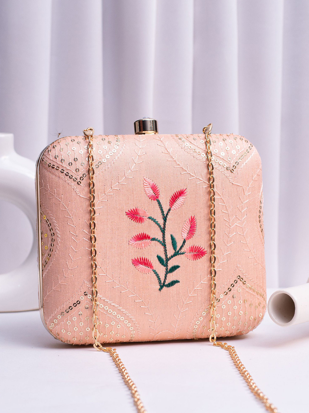 Buy ARTKLIM Embroidered Embellished Box Clutch - Clutches for Women ...