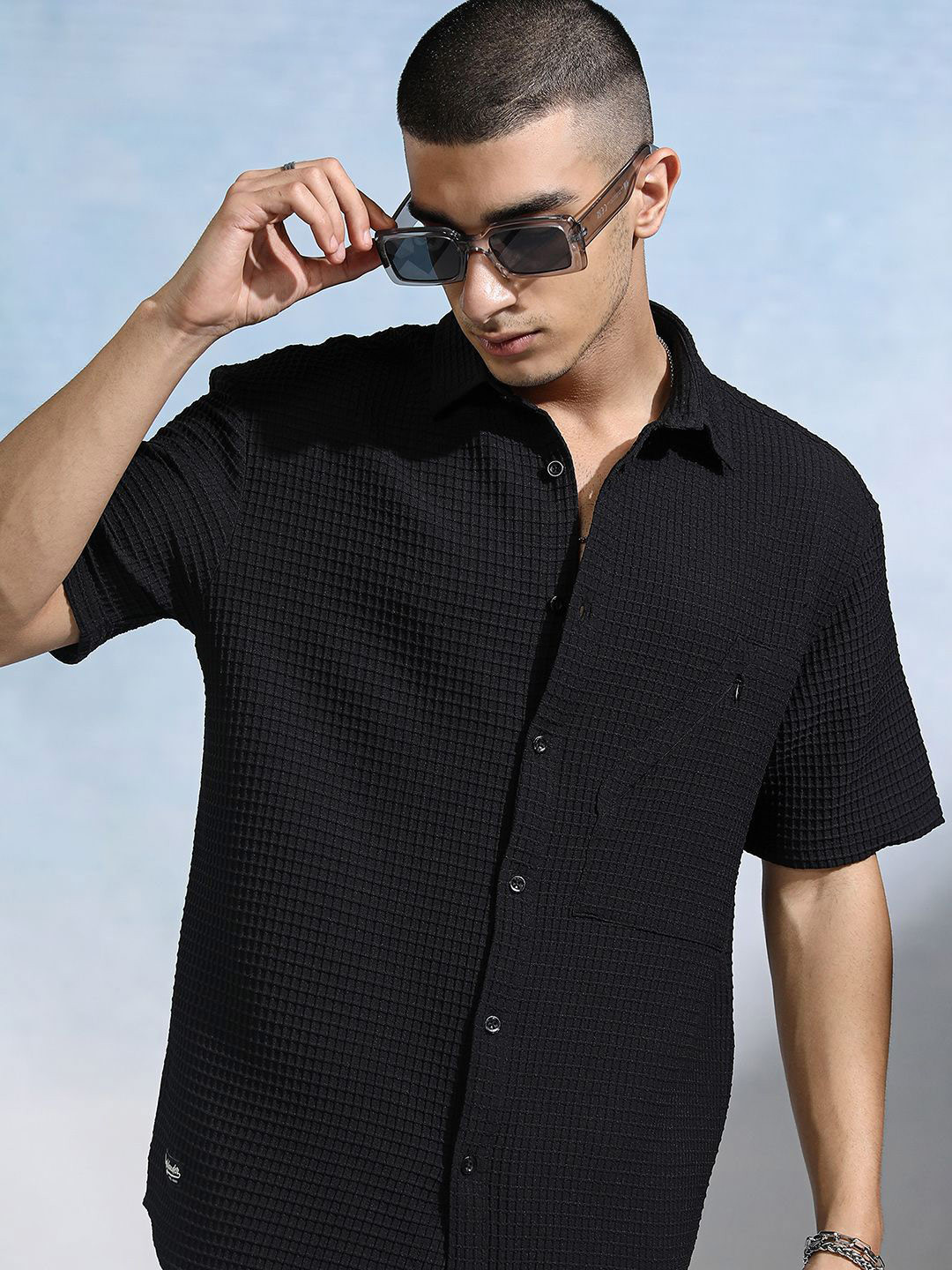 Buy HIGHLANDER Men Popcorn Textured Solid Relaxed Shirt - Shirts for ...